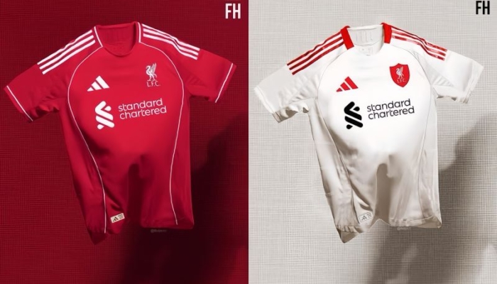 Desain jersey Liverpool 2025/2026 oleh Adidas: Strawberry red & retro ...